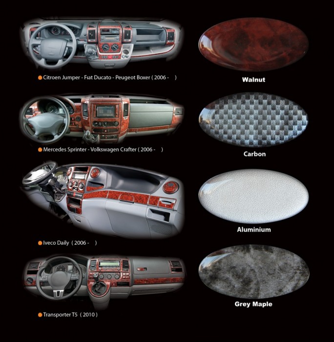 VW VOLKSWAGEN CRAFTER DASH BOARD TRIM KIT ALUMINIUM EFFECT 18PC RHD ...